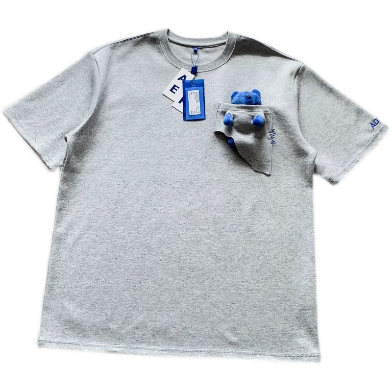 2023夏季ADER ERROR破洞玩偶口袋小熊短袖女韩版情侣圆领宽松T桖_虎窝淘