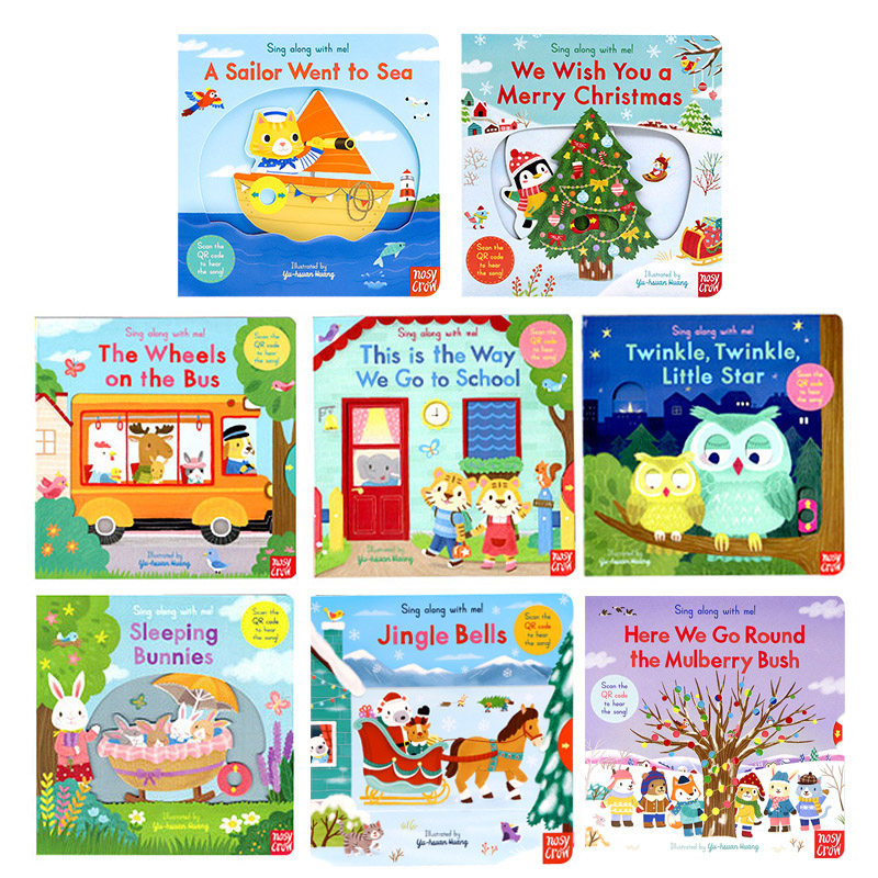 Sing Along with Me童谣系列轮子上的巴士 The Wheels on the Bus英文原版绘本欧美经典儿歌童谣8册儿童英语启蒙操作机关纸板书_虎窝淘