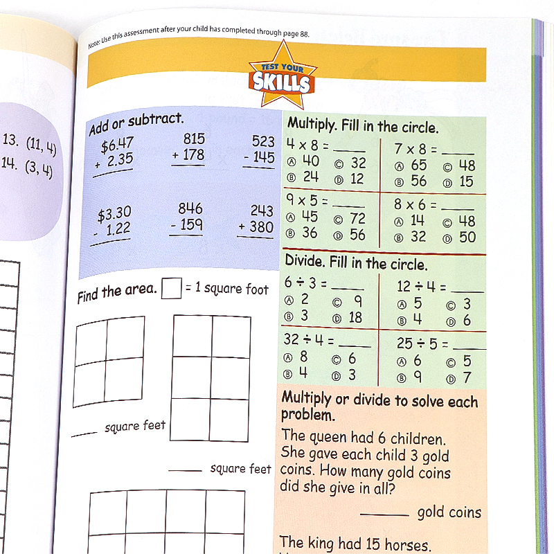 技能铅笔刀数学练习册三年级英文原版 Skill Sharpeners Math Grade 3美国加州教辅课外家庭练习册提升学习能力Evan ...