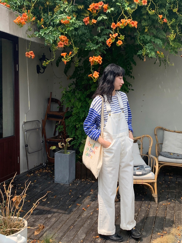 TETU STUDIO 2022FW fudge girls两色俏皮配色宽松条纹T恤_虎窝淘