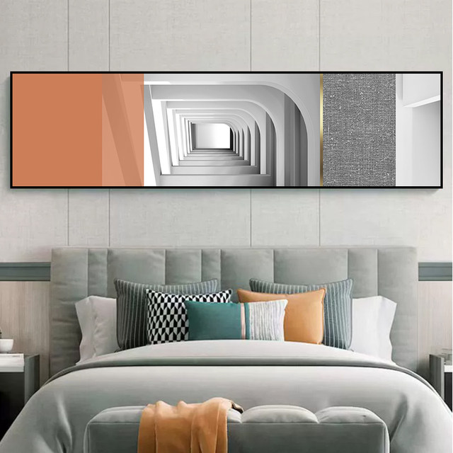 Simple space abstract art bedroom bedside decoration modern hotel model ...