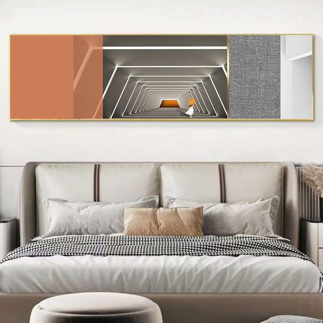 Simple space abstract art bedroom bedside decoration modern hotel model ...