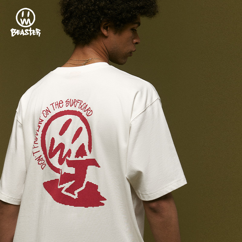 BEASTER小恶魔鬼脸男士短袖t恤男夏季新款白色上衣美式潮牌情侣装_虎窝淘