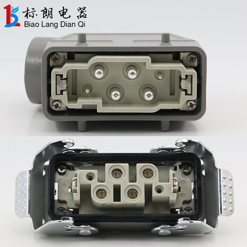 矩形重载连接器6芯H16B-HK-4/2-006-1MF电流80A工业航空插头插座_虎窝淘