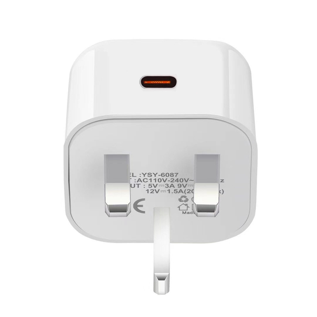 PD充电头20W英规适用华为苹果iPhone13 12港版快充电器Typec带灯方块充电头_虎窝淘