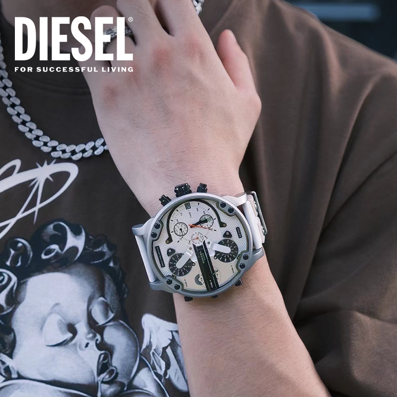 [官方正品]Diesel迪赛大表盘白武士多功能时尚男士石英腕表DZ7401_虎窝淘