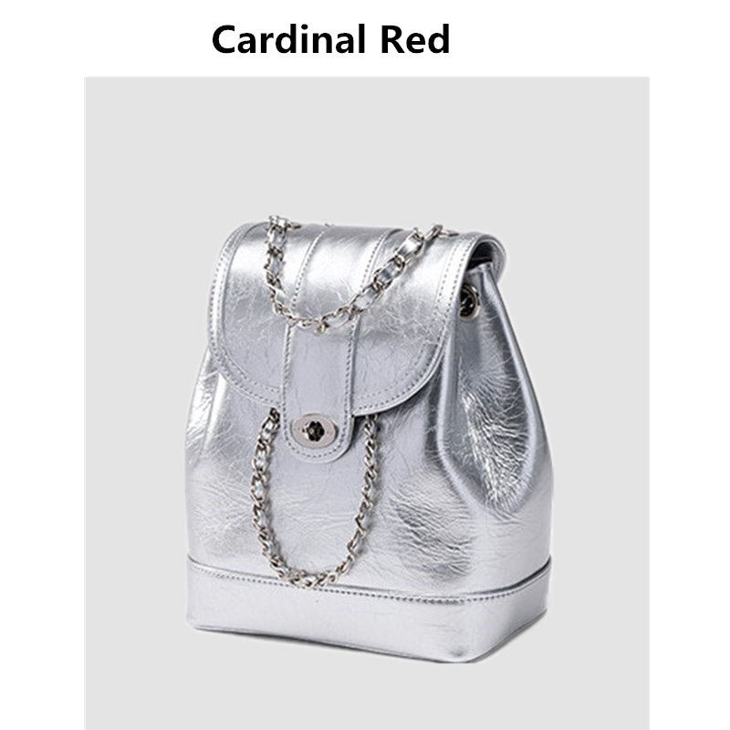 Bolantin小众复古Cardinal Red链条小香包牛皮斜跨单肩水桶双肩包_虎窝淘