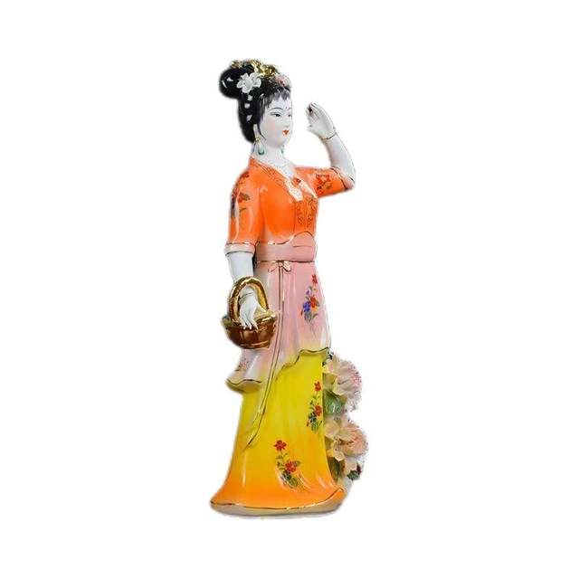 Ceramic Seven Fairies Statue Hundred Flowers Peony Fairy Home Buddhist ...