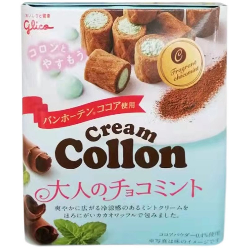日本本土格力高collon可珑奶油/薄荷夹心蛋卷注心饼干零食小吃48g_虎窝淘