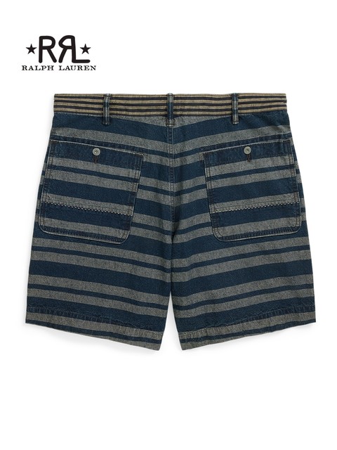 RRL men's clothing 25-year summer slim fit indigo striped shorts RL94721