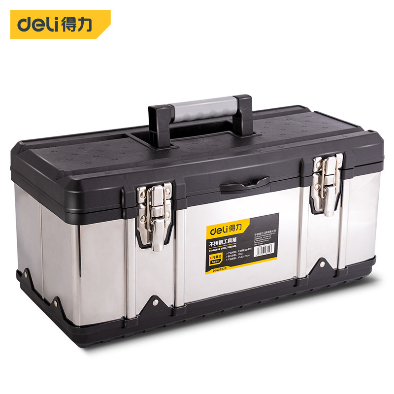 得力工具箱家用不锈钢20寸双层大容量手提多功能五金工具收纳箱盒_虎窝淘