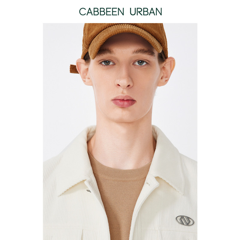 Cabbeen/卡宾都市男装灯芯绒夹克2213138009字母印花H_虎窝淘