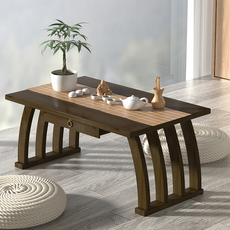 中式飘窗小茶几榻榻米简约窗台阳台楠竹茶桌矮桌地毯小型桌子坐地_虎窝淘