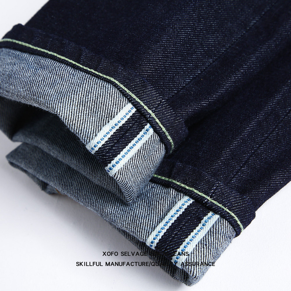 XOFO定织蓝边赤耳柔软水洗款春秋新款直筒宽松赤耳丹宁牛仔裤男_虎窝淘