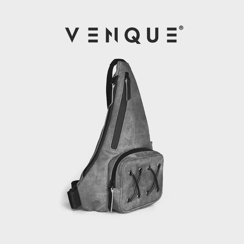 venque/范克潮牌复古胸包男运动休闲斜挎包男士马鞍包小众单肩包_虎窝淘