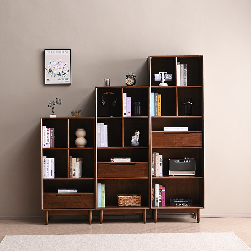 尚品实木书柜客厅收纳置物架书房组合书橱北欧简约书架落地实木_虎窝淘