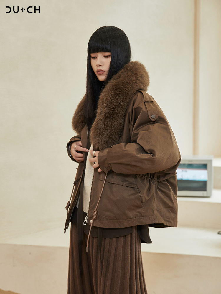 CU+CH秋冬女工装休闲风短款白鸭绒羽绒派克棉服外套清仓_虎窝淘