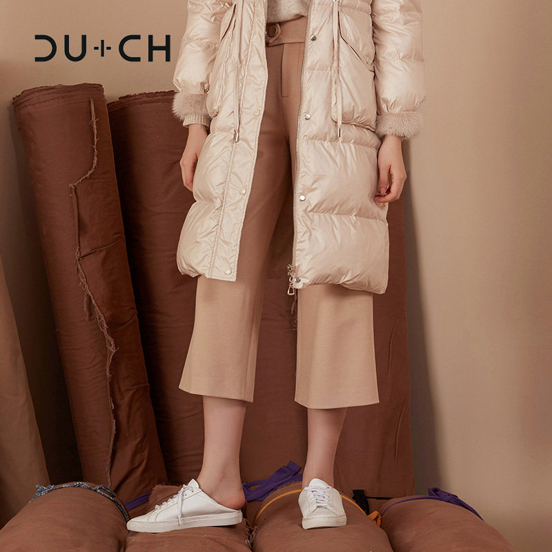 CU+CH秋冬女高腰休闲宽松直筒微喇叭阔腿七分长裤子_虎窝淘