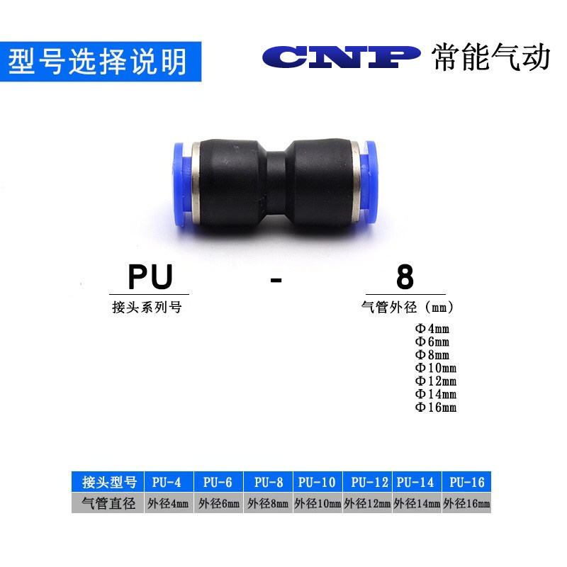 气管快插快速接头PU直通PU4/6/8/10/12/14/16全_虎窝淘