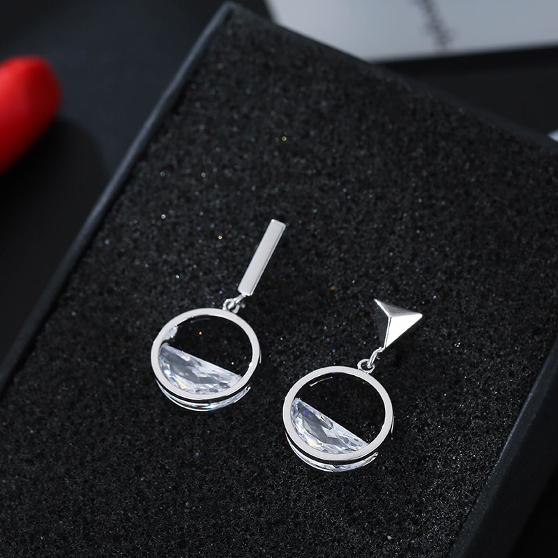 日韩国气质简约s925纯银月亮耳钉女闪钻不规则月牙耳环冷淡风耳饰_虎窝淘