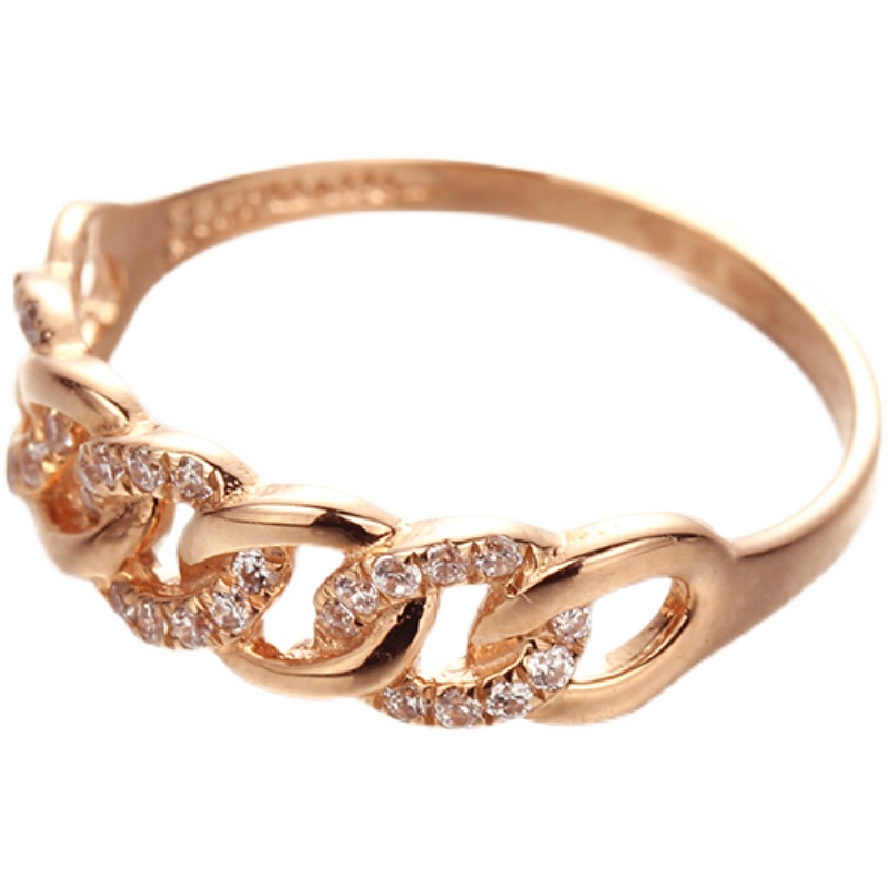 欧诗芙洛正品纯俄罗斯Au585紫金戒指女纯14K玫瑰金彩金排钻时尚款_虎窝淘