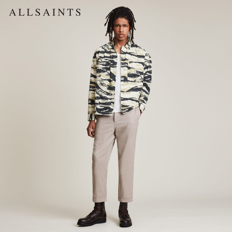 ALLSAINTS男士迷彩衬衫秋装新款军旅复古外套上衣MS103V_虎窝淘