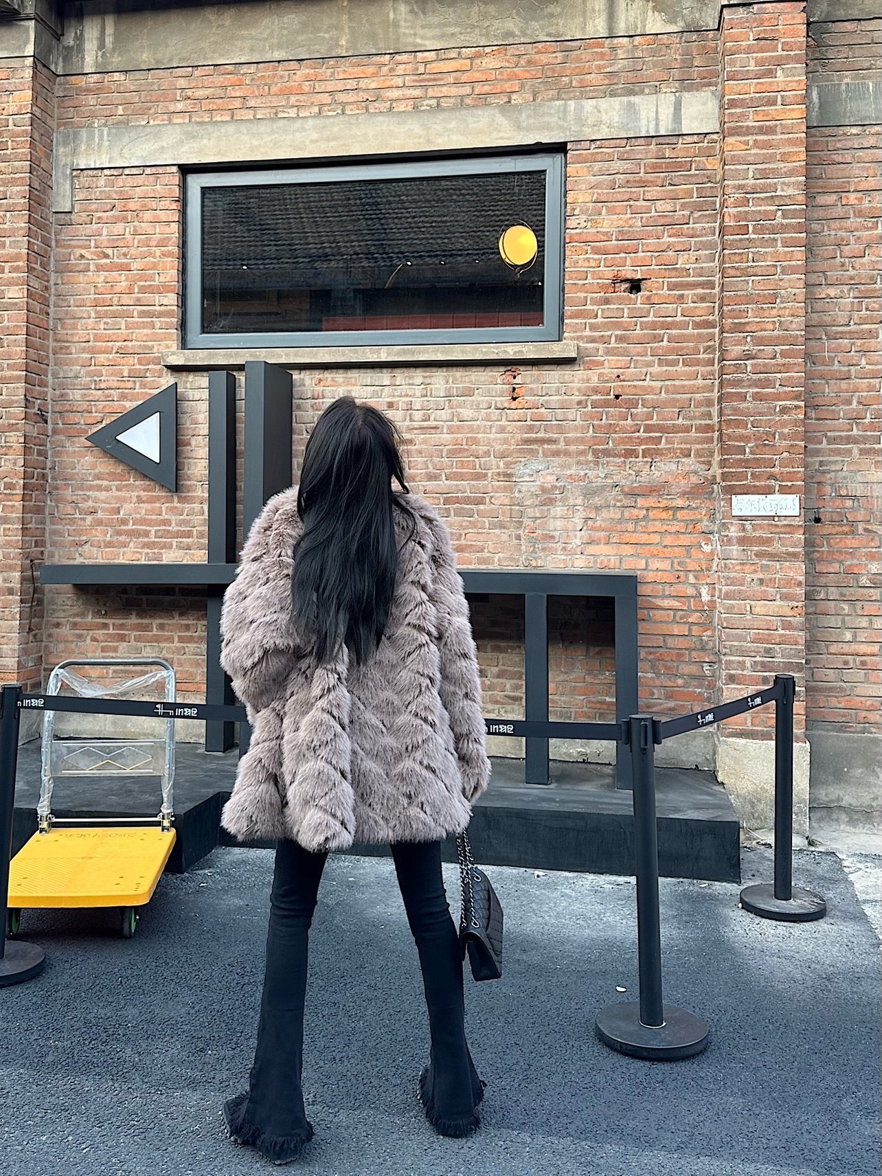 Bacchus online桃桃乌龙茶雾霾粉色托斯卡纳人造毛环保皮草外套_虎窝淘