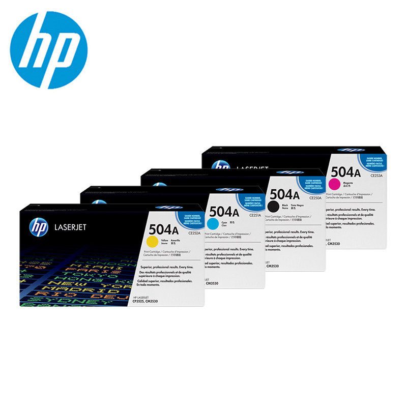 原装惠普 CE250A黑色硒鼓 HP 504A CP3525/N CP3525DN CM3530/FS CE251A青色 CE252A黄色 ...