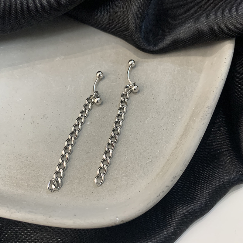 通体银s925纯银双球螺旋拧扣哑铃耳骨钉GD权志龙链条耳环耳钉男女_虎窝淘
