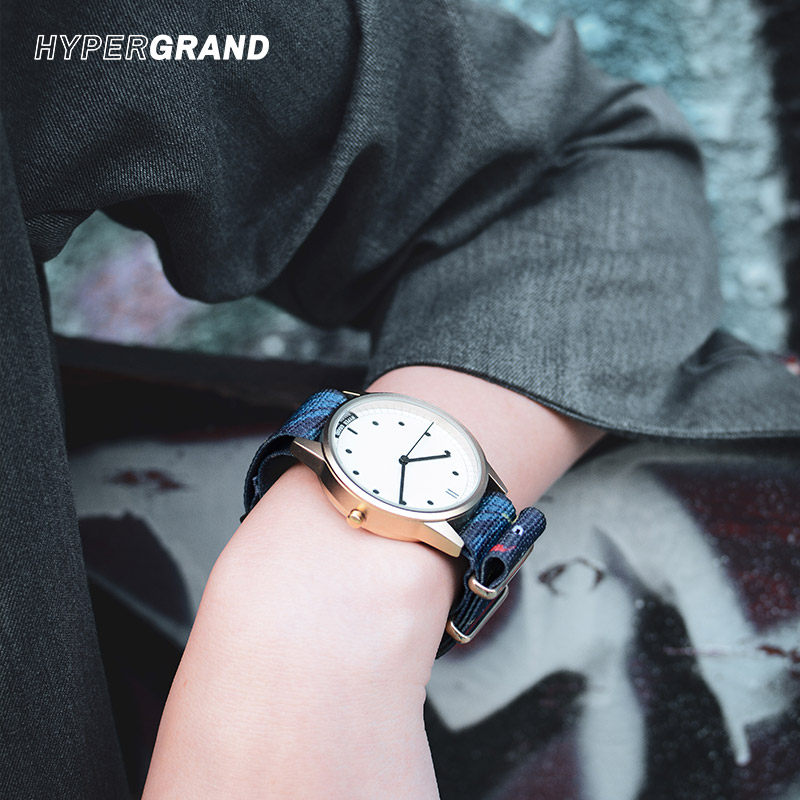 杨晓川同款hypergrand哈派格手表男女学生金色简约气质防水尼龙表_虎窝淘