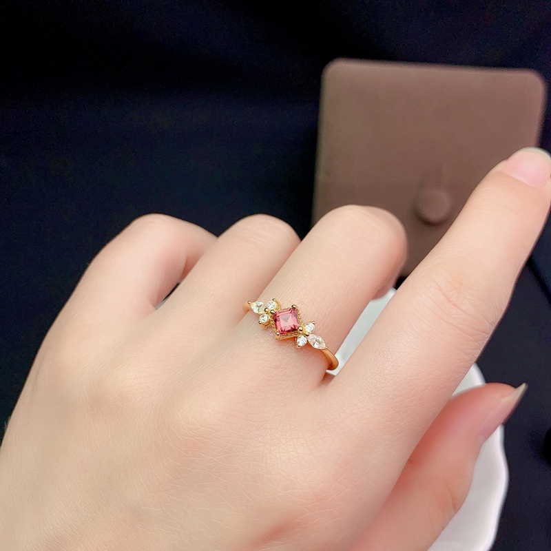 新S925纯银方形戒指银空托小尺寸方4*4mm电镀18K白金黄金玫瑰金_虎窝淘