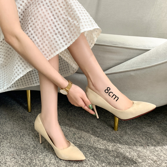Black girly pointed toe sexy spring high heels
