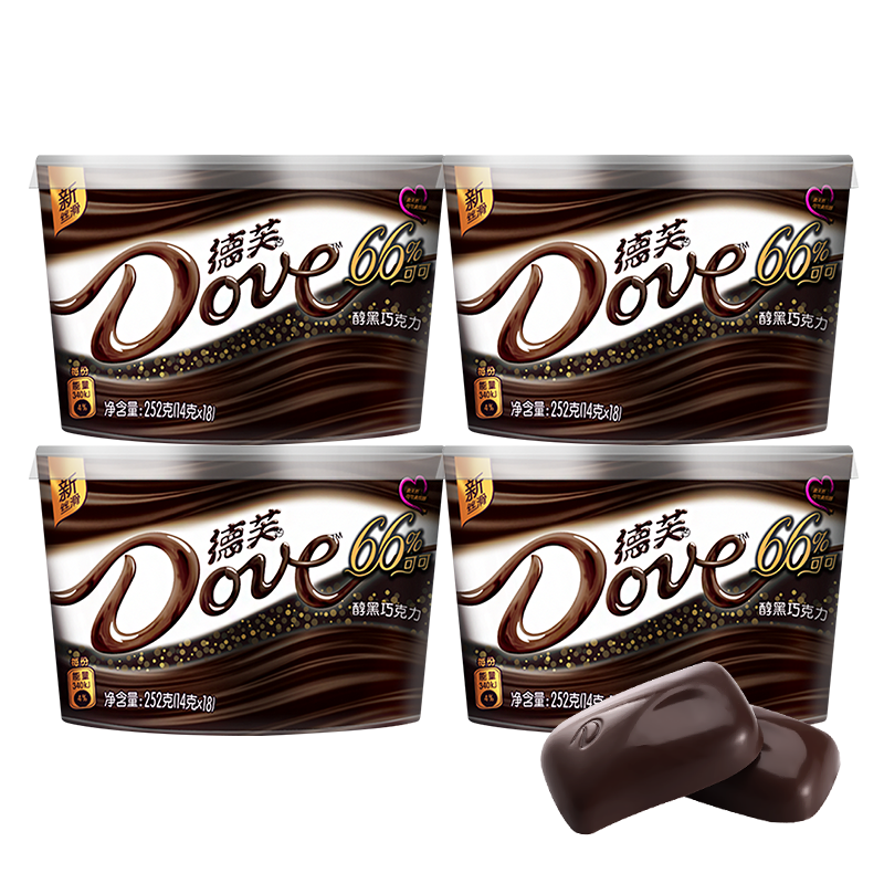 德芙66%可可纯黑巧克力252g碗装醇黑礼盒装批发婚庆喜糖休闲零食_虎窝淘