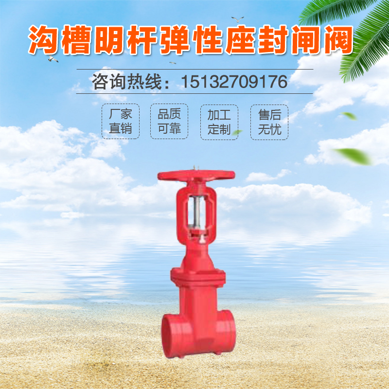 精品2020消防Z81X 16卡箍沟槽式软密封明杆弹性座封闸阀 DN100_虎窝淘