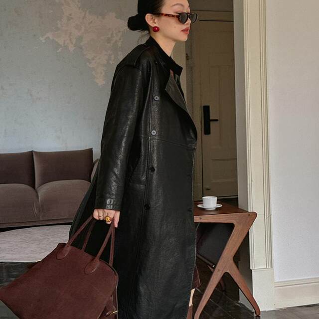 TOP home high -quality French retro 100%goatskin silhouette niche ...