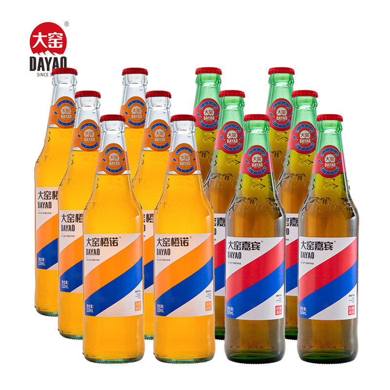 [吴京代言]大窑汽水大窑嘉宾橙诺玻璃瓶0脂肪碳酸饮料520ml*12瓶-大窑旗舰店-我爱零食网