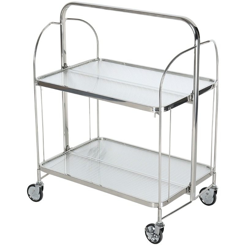 SEJU中古小推车304折叠置物架餐车玻璃茶几网红ins可移动沙发边几_虎窝淘