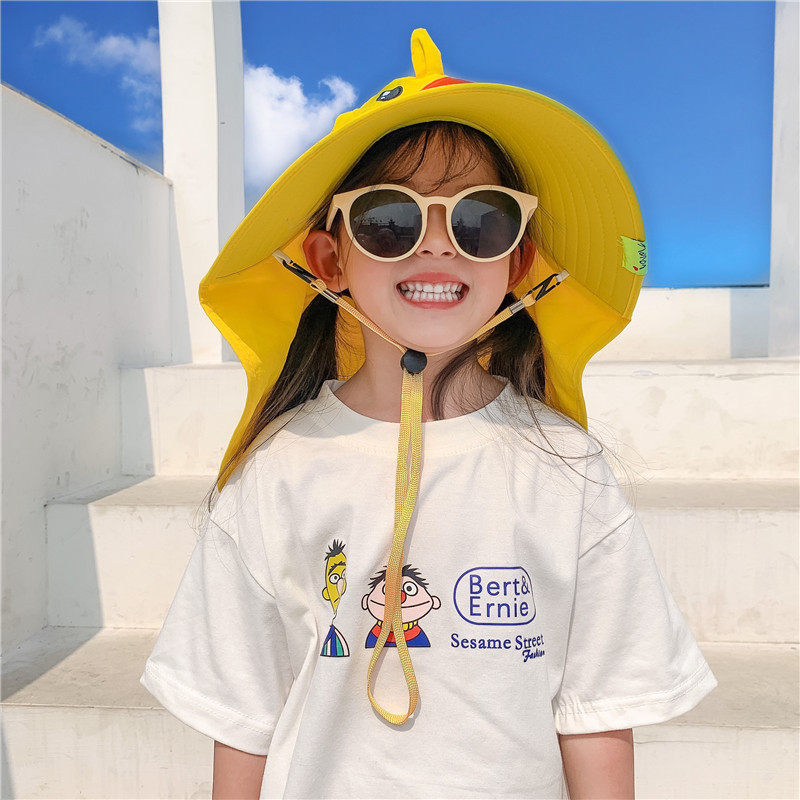 儿童防晒帽防紫外线遮阳帽太阳帽男童夏季沙滩帽子女童宝宝渔夫帽_虎窝淘