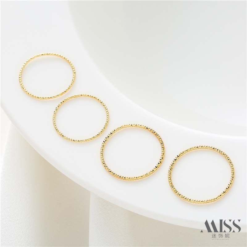 14K包金保色批花戒圈简约ins风戒指组合尾戒女潮手工diy闭口指环_虎窝淘