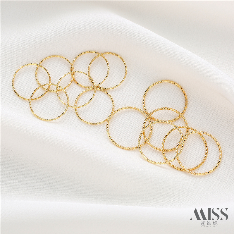 14K包金保色批花戒圈简约ins风戒指组合尾戒女潮手工diy闭口指环_虎窝淘