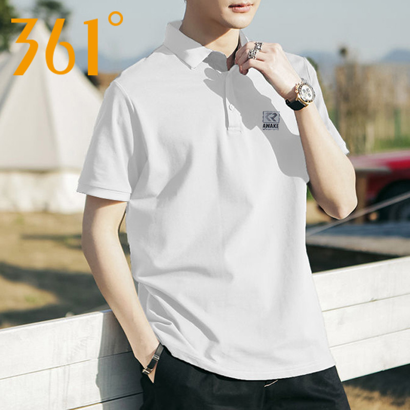 361翻领短袖T恤男2024夏季新款POLO衫361度修身立领英伦运动上衣_虎窝淘