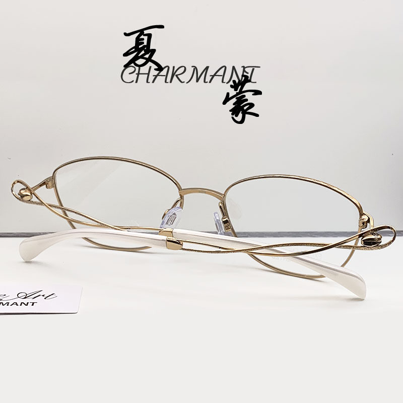 Charmant夏蒙镜框线钛XL2906纯钛女款全框时尚超轻高端近视眼镜架_虎窝淘