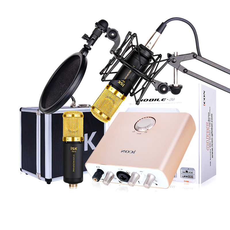 ISK RM-6电容麦克风电脑yy主播专业K歌录音手机直播喊麦声卡套装_虎窝淘