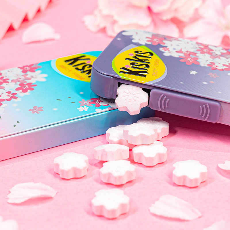 酷滋KisKis无糖薄荷糖铁盒装压片糖清凉糖果清新口气21g*8盒零食_虎窝淘