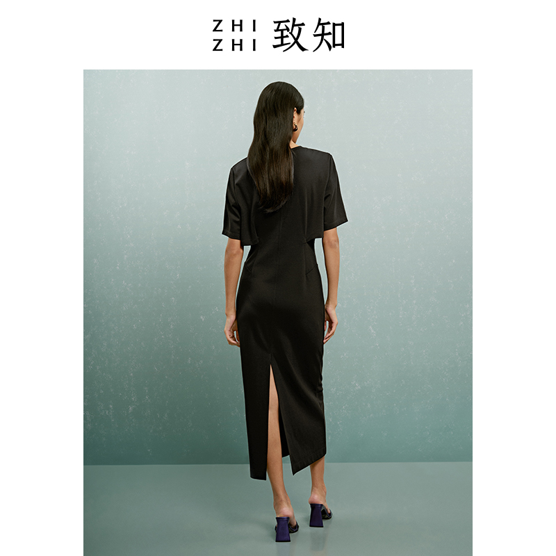 致知ZHIZHI楼吟裙子女夏季t恤连衣裙2023新款夏季黑色辣妹_醋酸_虎窝淘