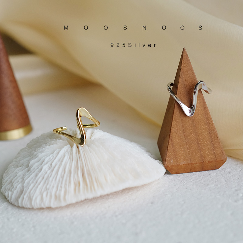 定制小众设计波浪纹通体925纯银INS冷淡风可调节开口戒指食指戒女_虎窝淘