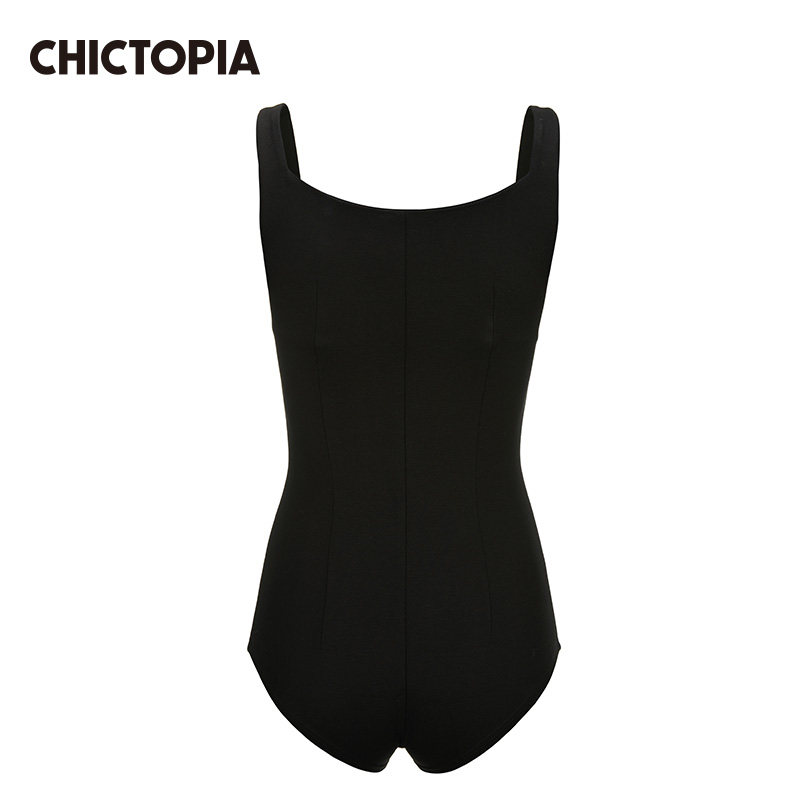 CHICTOPIA CHIC刘清扬春夏黑色弹力修身百搭时尚气质针织连体衣_虎窝淘