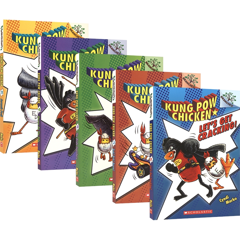 Kung Pow Chicken 1-5学乐大树系列宫保鸡丁侠5册套装儿童英语漫画读物桥梁书初级章节书 6-9岁英文原版进口图书_虎窝淘