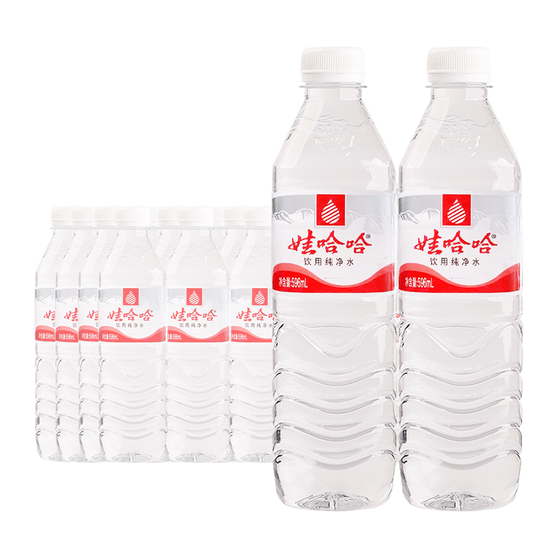 娃哈哈纯净水596ml*24瓶整箱非矿泉水矿物质350ml水家庭饮用水_虎窝淘