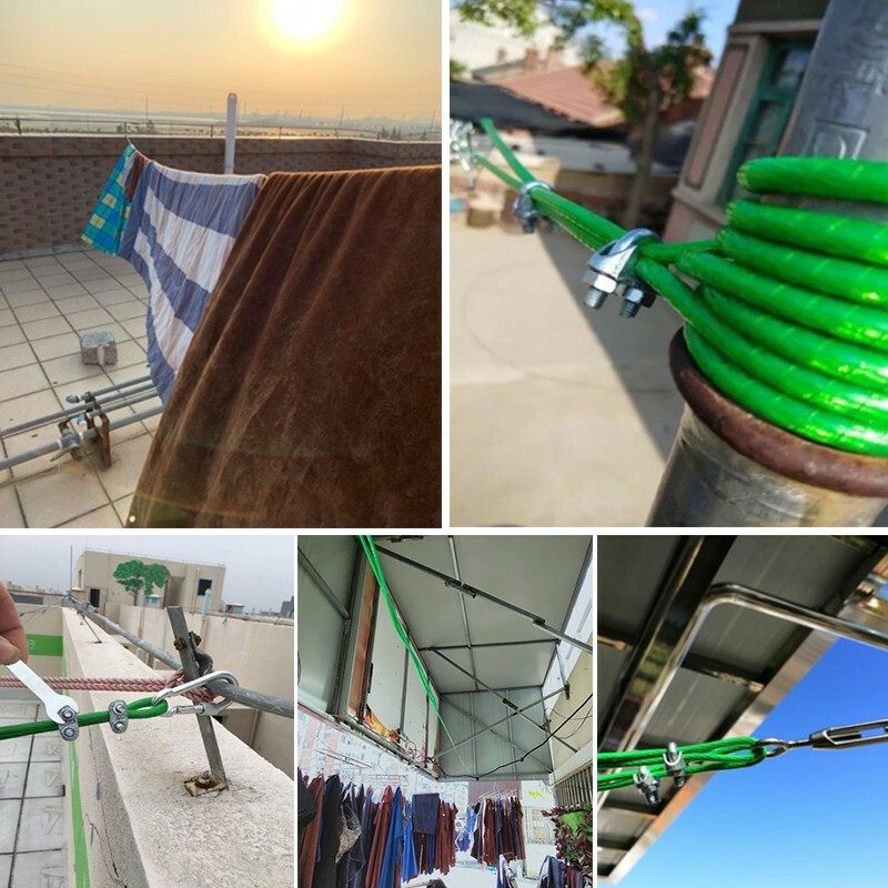 不锈钢晾衣绳室外钢丝阳台户外晒被子晾衣服的绳子加粗包塑钢丝绳_虎窝淘